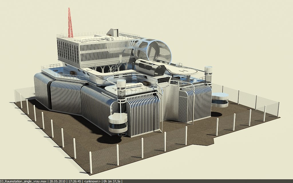 science fiction space station 3d model