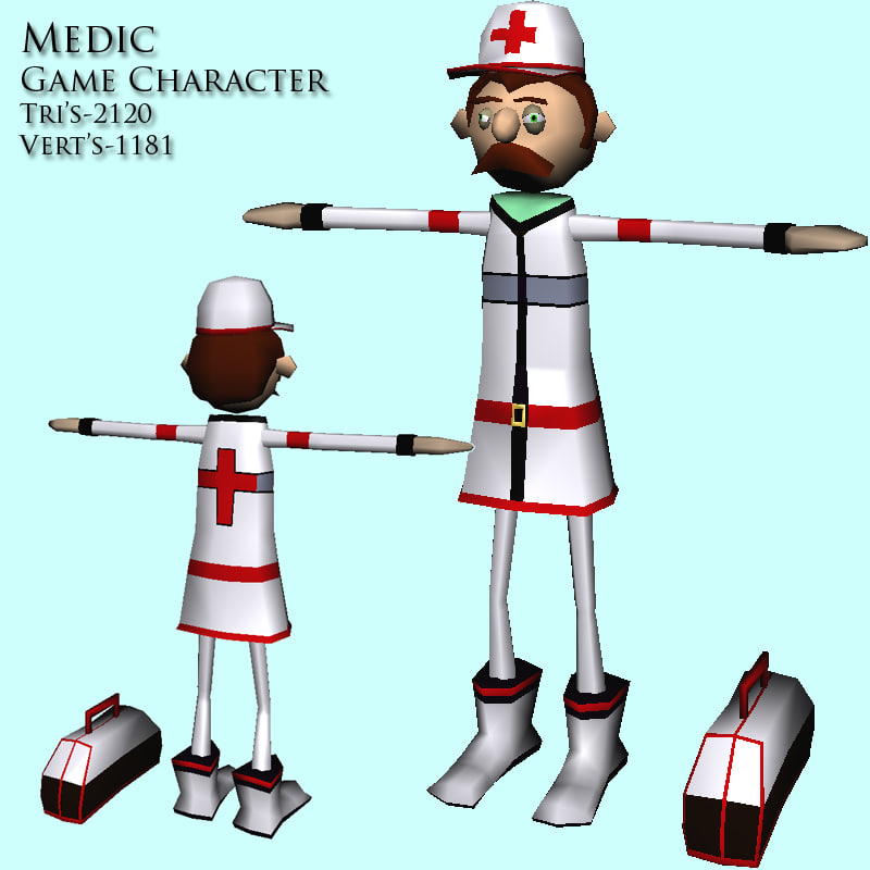 medic character games 3d model