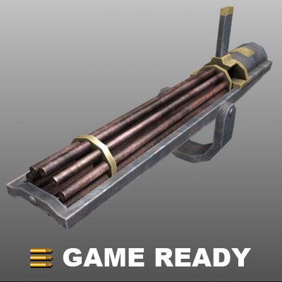 old western machine gun obj