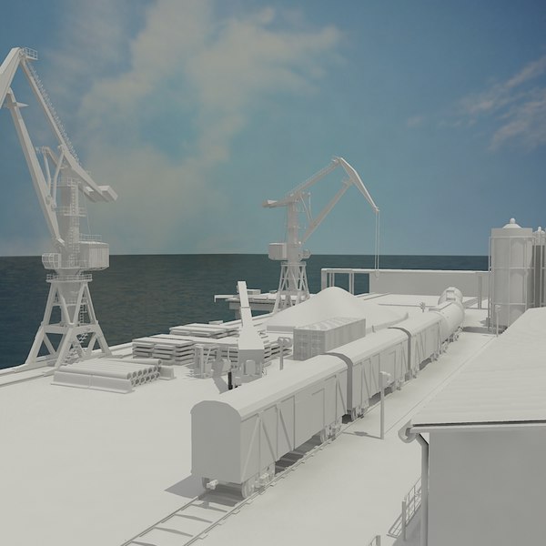 shipping port 3d model