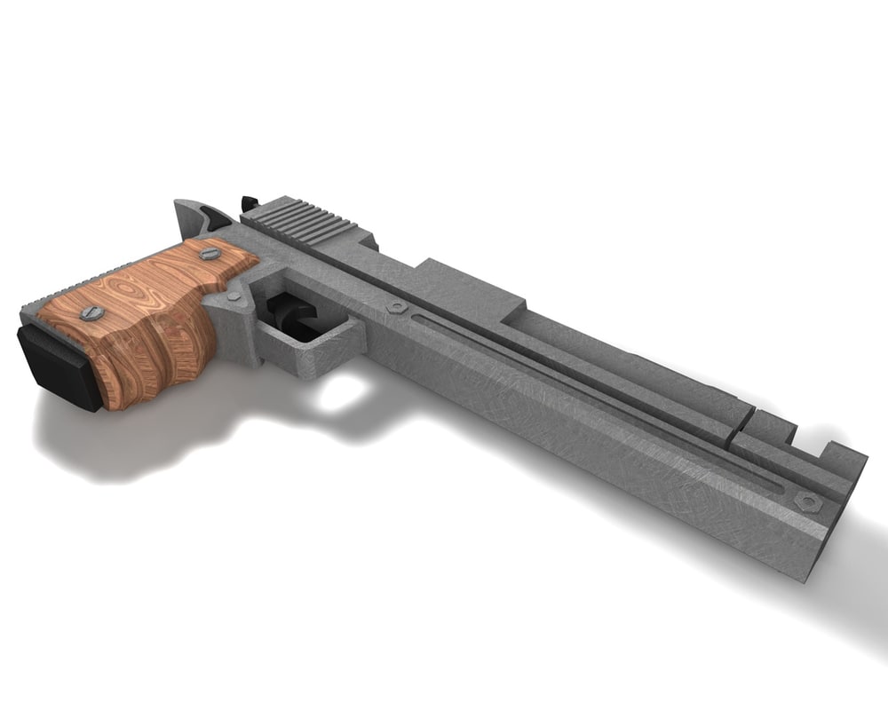 custom pistol gun 3d c4d