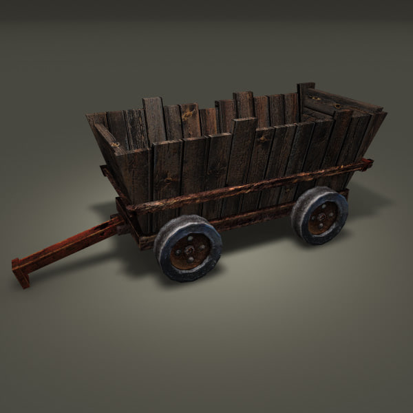 low-poly mining cart 3d model