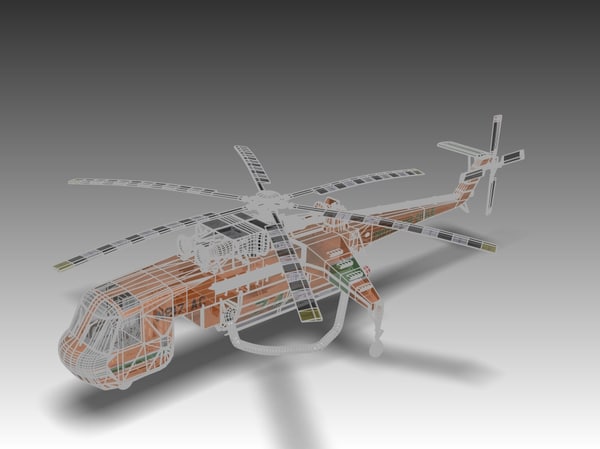 skycrane sikorsky s-64 3d model