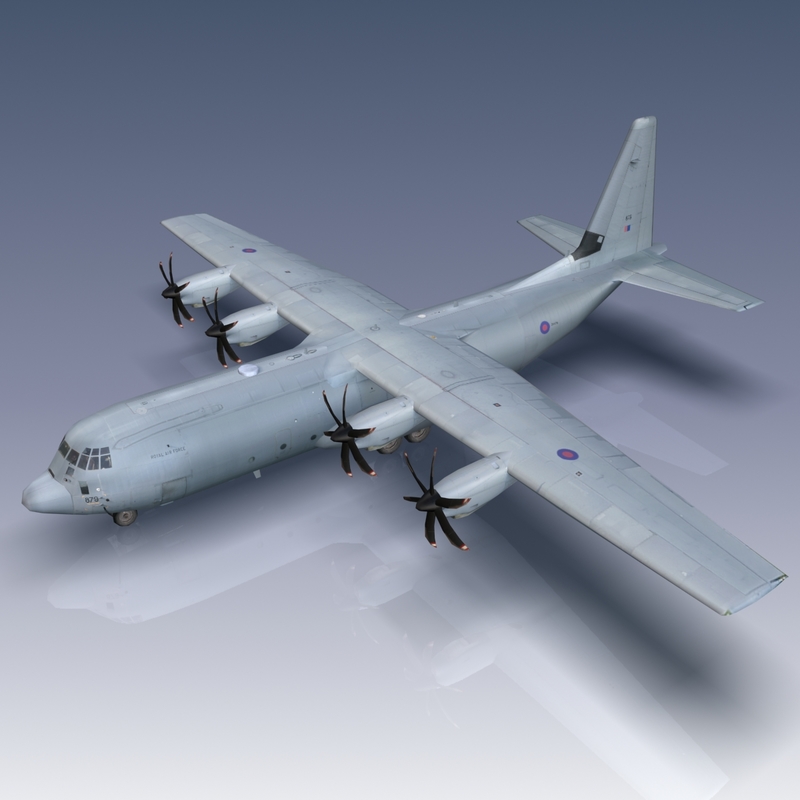 raf c-130j c4 hercules aircraft 3d model