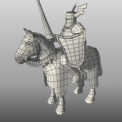 rigged mounted knight horse 3d model