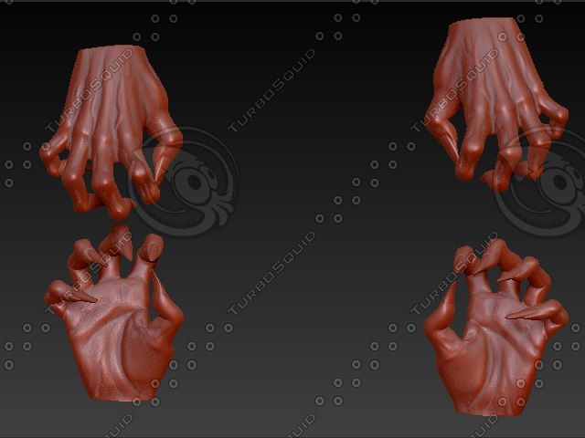 3d pair clawed hands