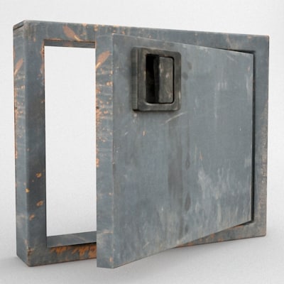 weathered door metal hatch 3d c4d