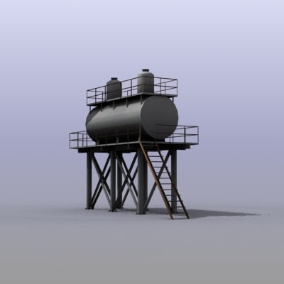 3ds low-poly huge water tank