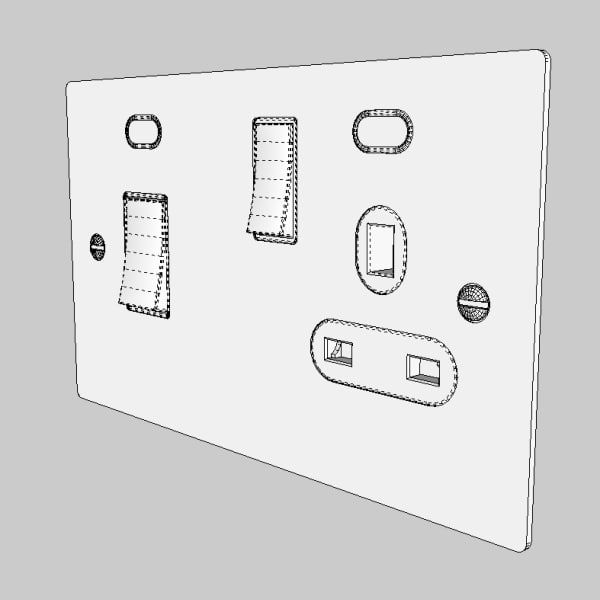 flush metal switches sockets 3d 3ds