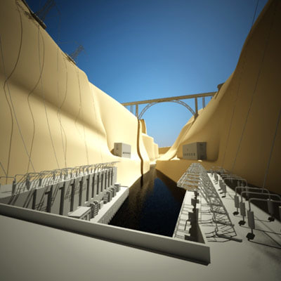 dam hydroelectric electric 3d model