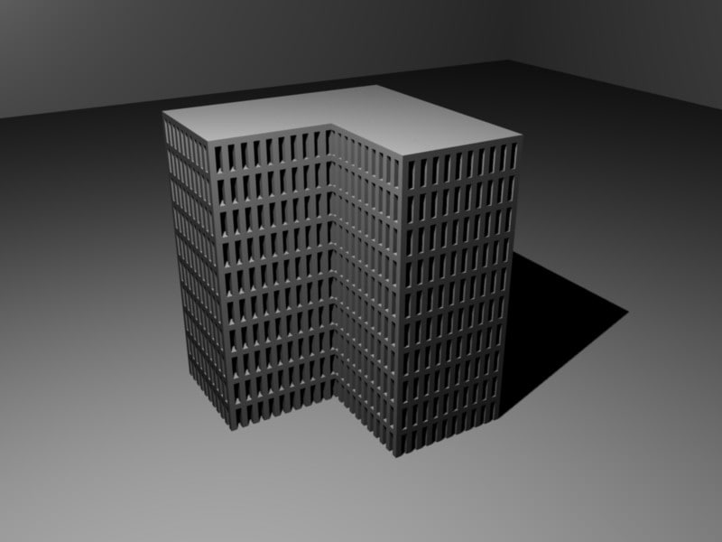 3ds max story l-shaped building