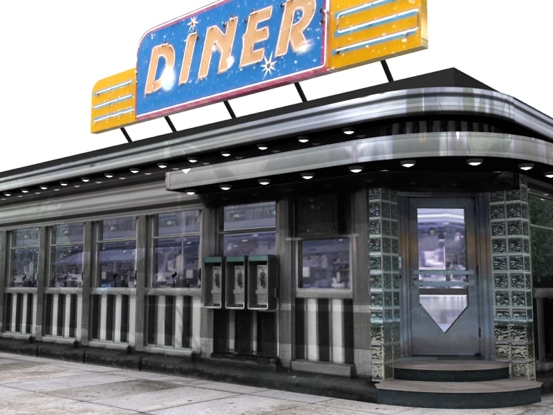 classic diner street corner 3d model