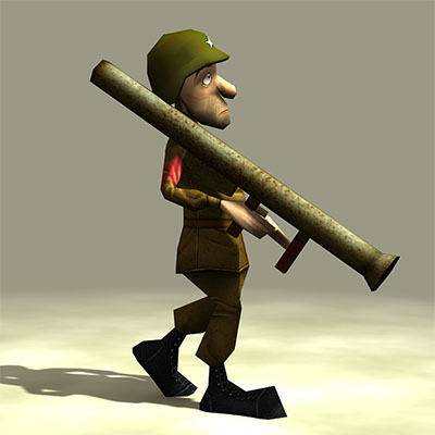 bazooka cartoon soldier 3d model