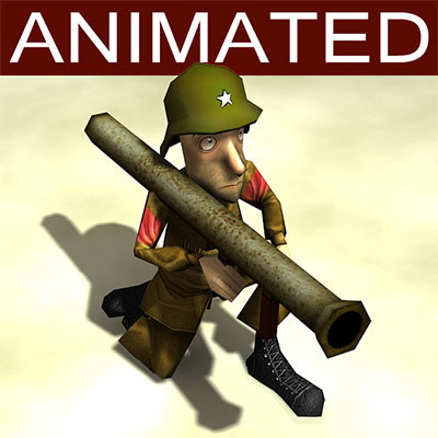 bazooka cartoon soldier 3d model