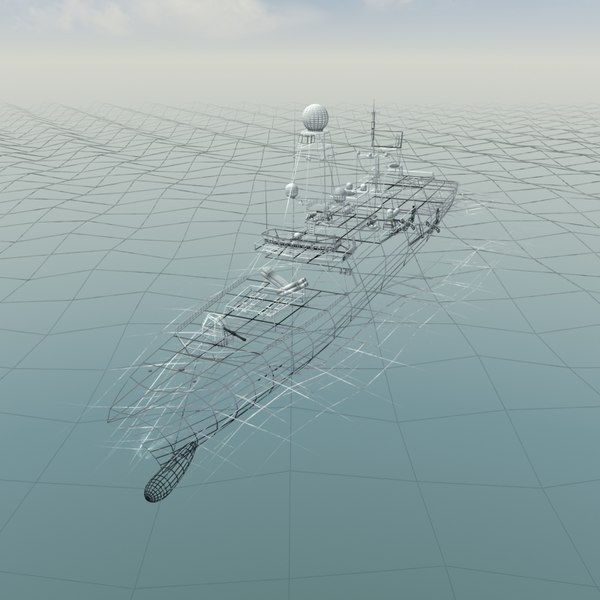bow ship wake animation 3d model