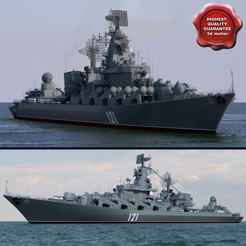 missile cruiser moskva warship 3d model