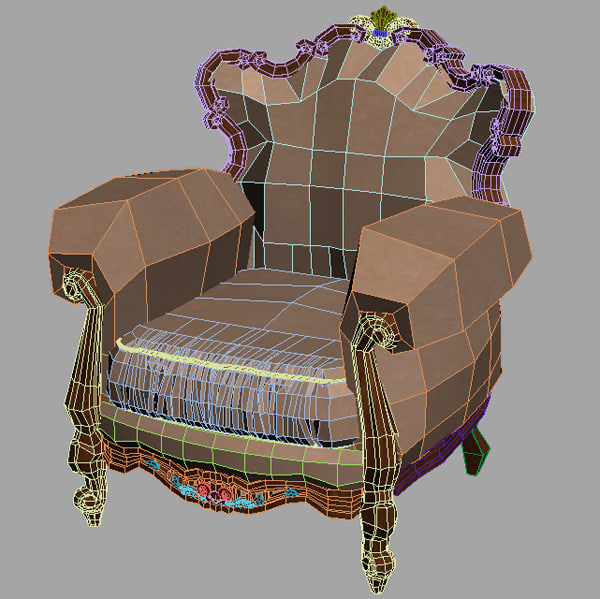 qualitative victorian armchair 3d model
