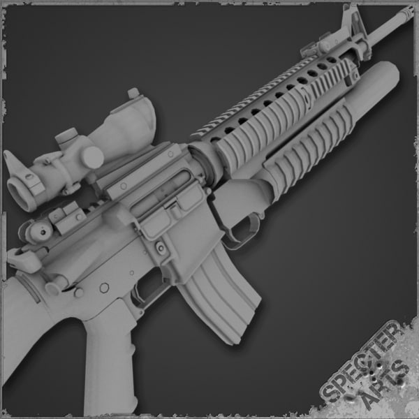 m16a4 m203 grenade launcher 3d model