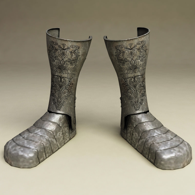 medieval armour boots v2 3d model