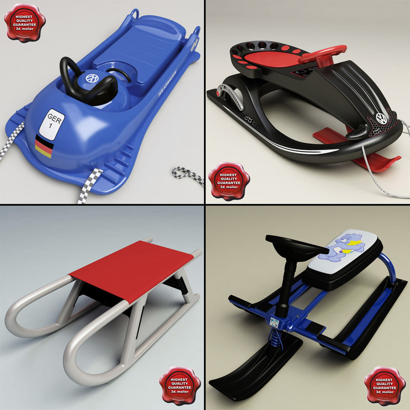 snow sleds 3d model