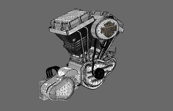 v twin motorbike engine 3d model