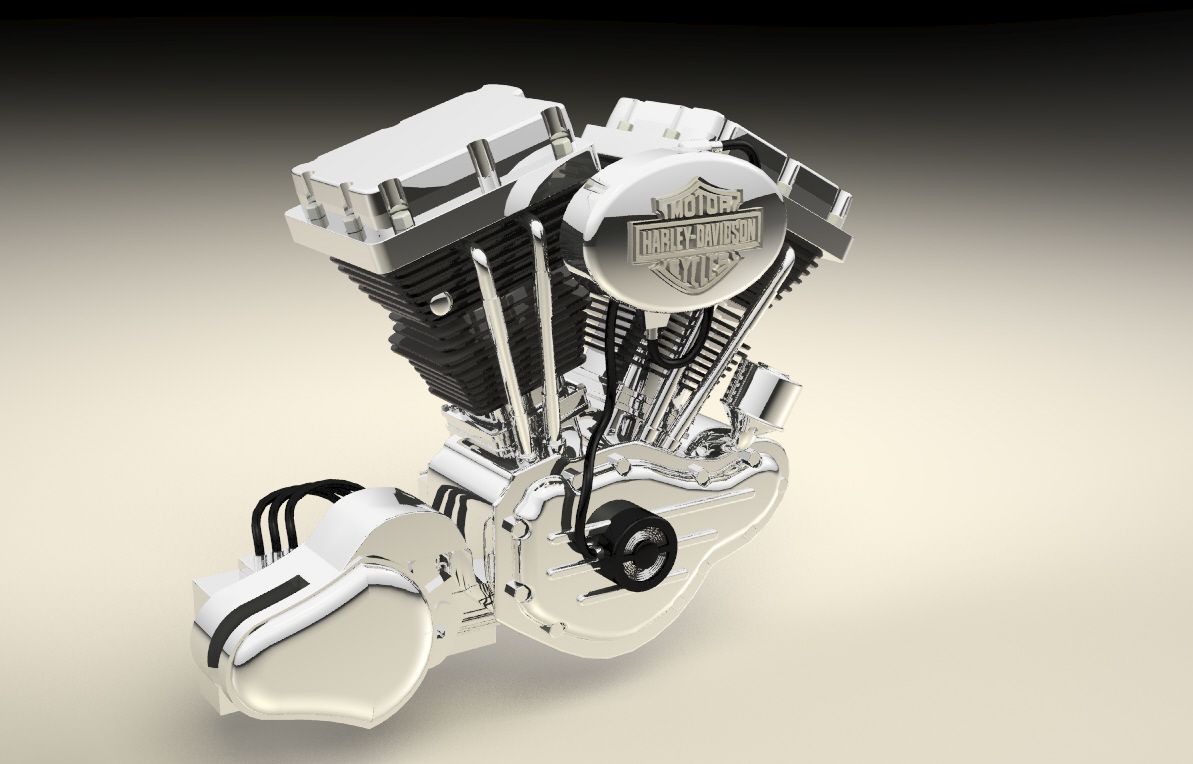 v twin motorbike engine 3d model