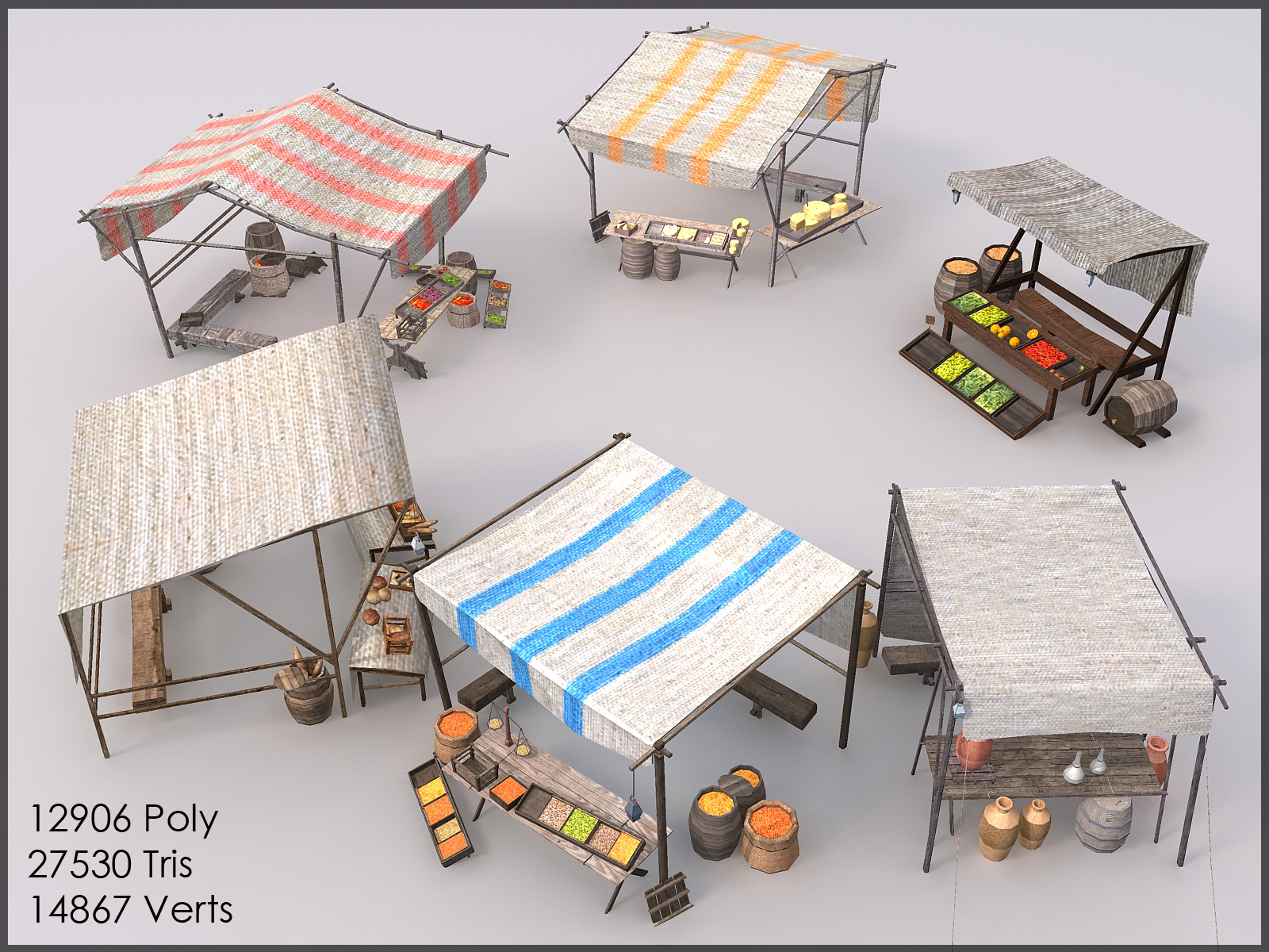 3d model market stall