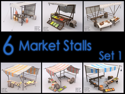 3d model market stall
