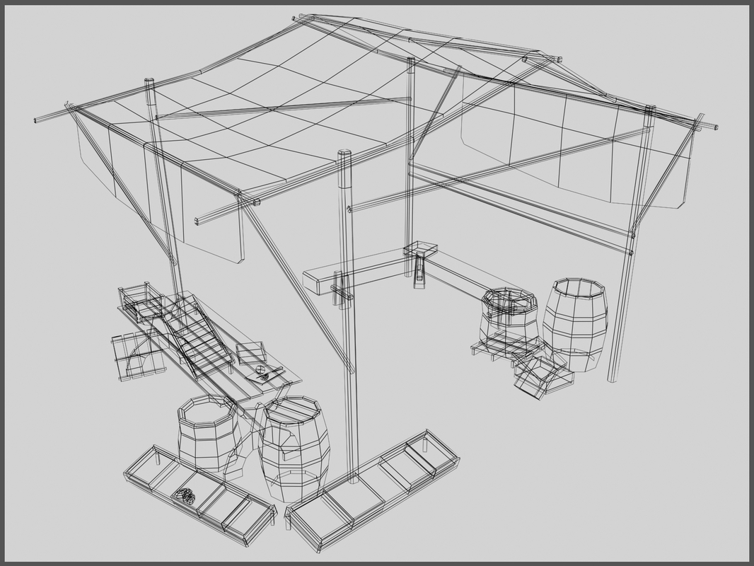 3d model vegetables stall