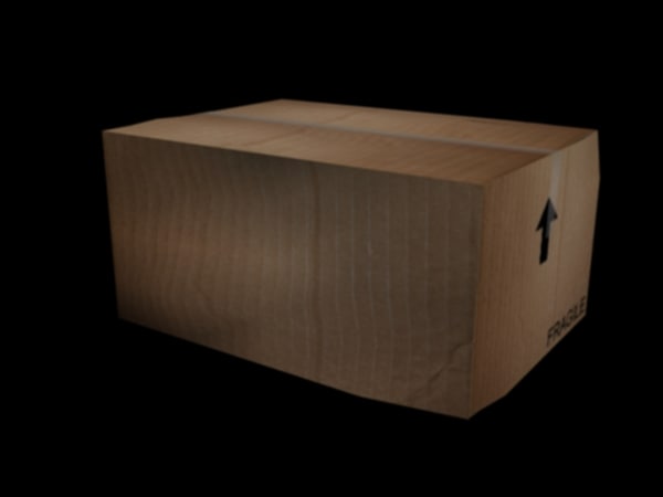 crumpled cardboard box obj
