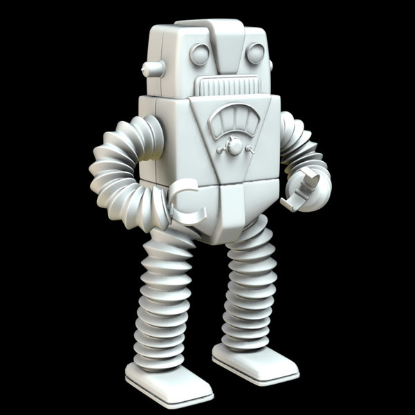 3d model fifties retro robot