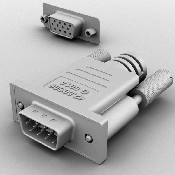 vga monitor connector female 3d model