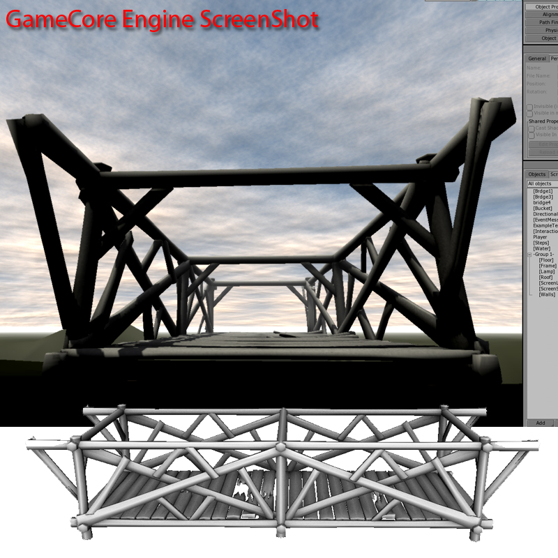 3d span truss bridge model