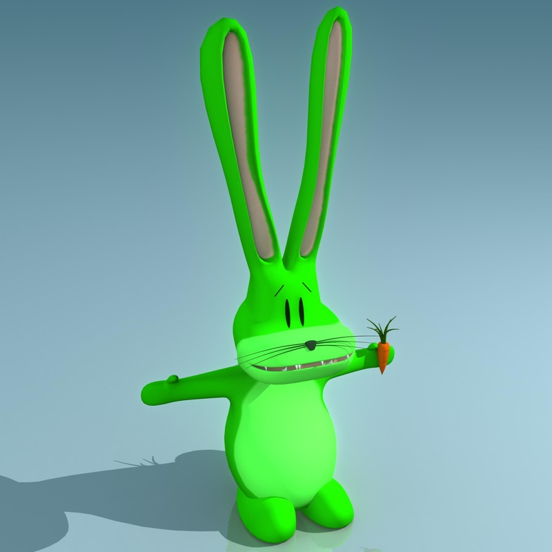3d model nuclear jackrabbit cartoon rabbit