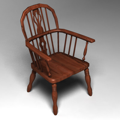 realistic wooden chair 3d model