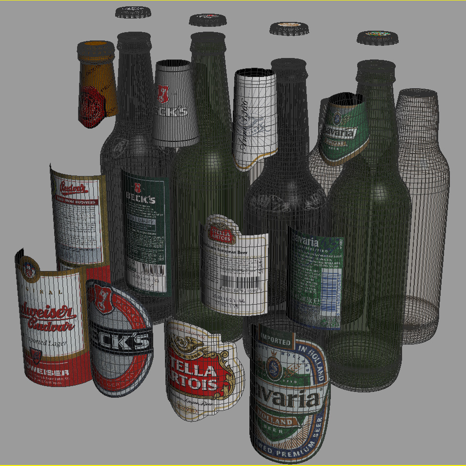 3d beer bottles s model