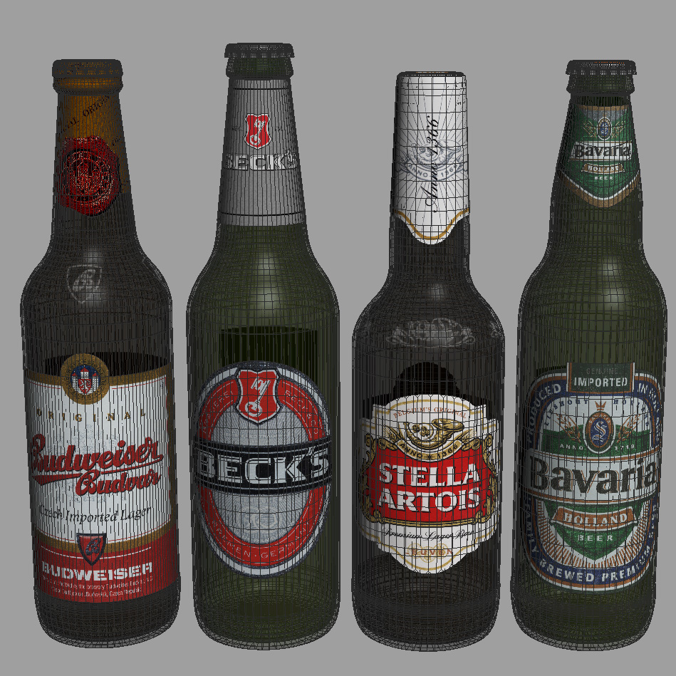 3d beer bottles s model
