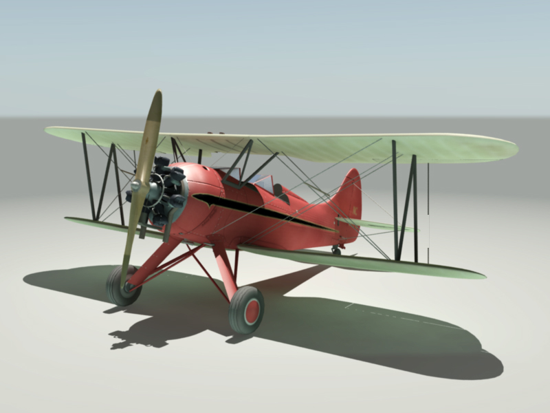 3d waco upf-7 biplane
