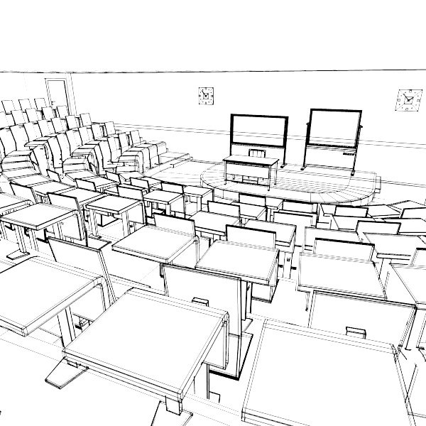 3d classroom class room model