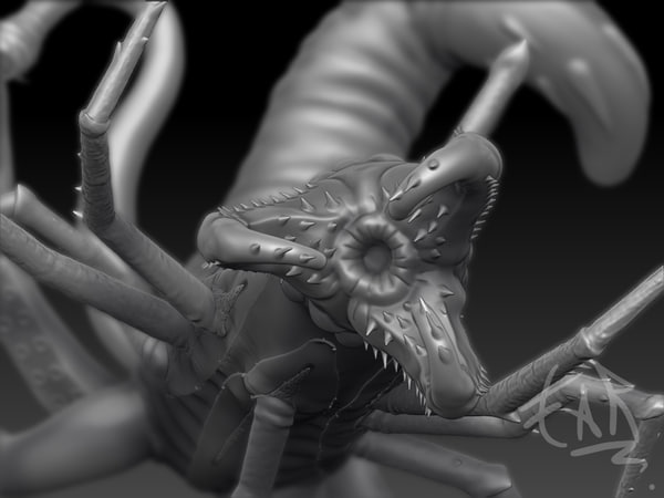 3d alien worm model
