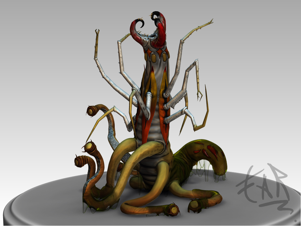 3d alien worm model