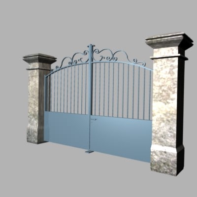 stone wall gate 3d model