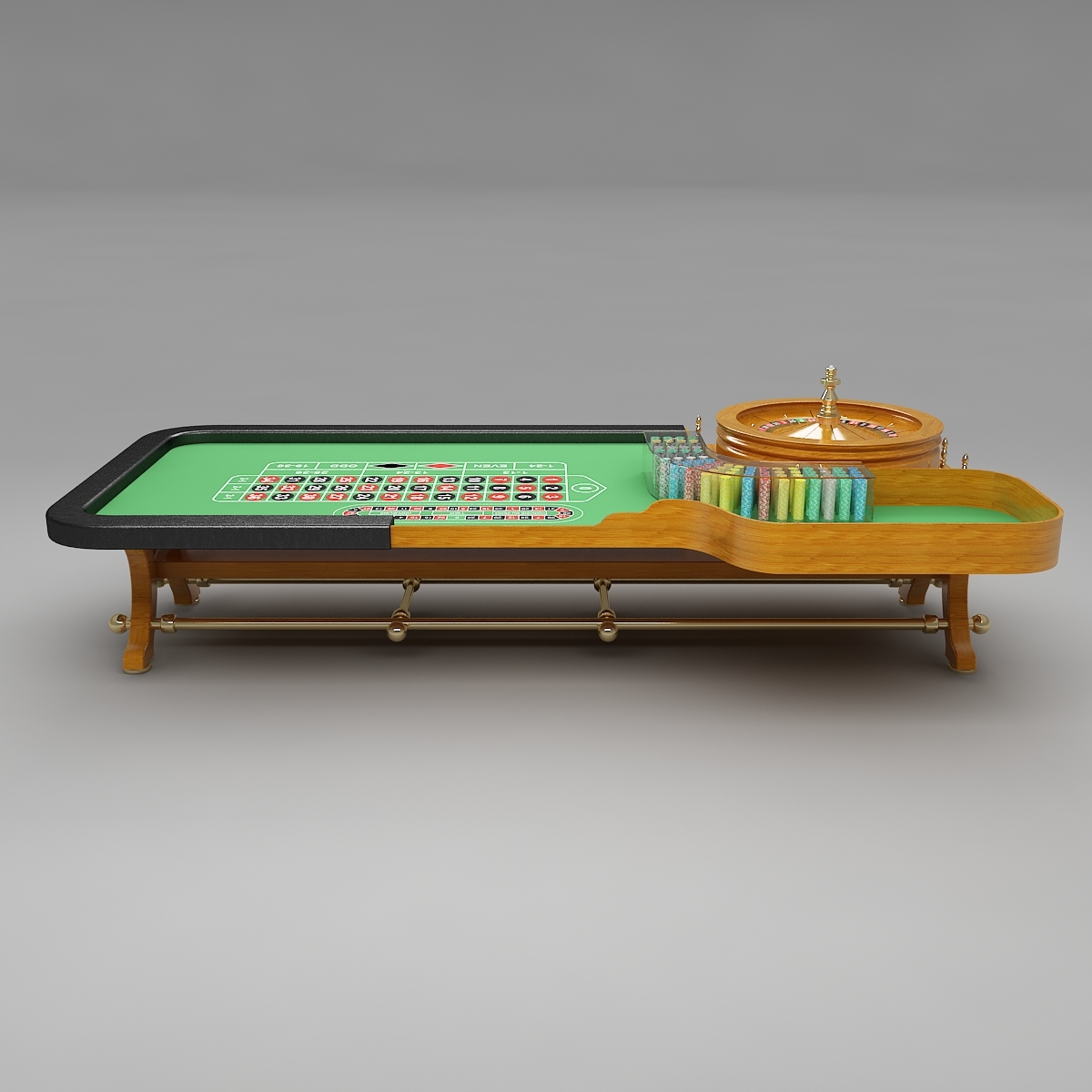 3d model roulette table american european