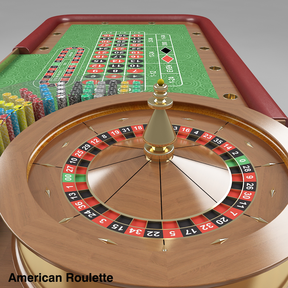 roulette table american european 3d model