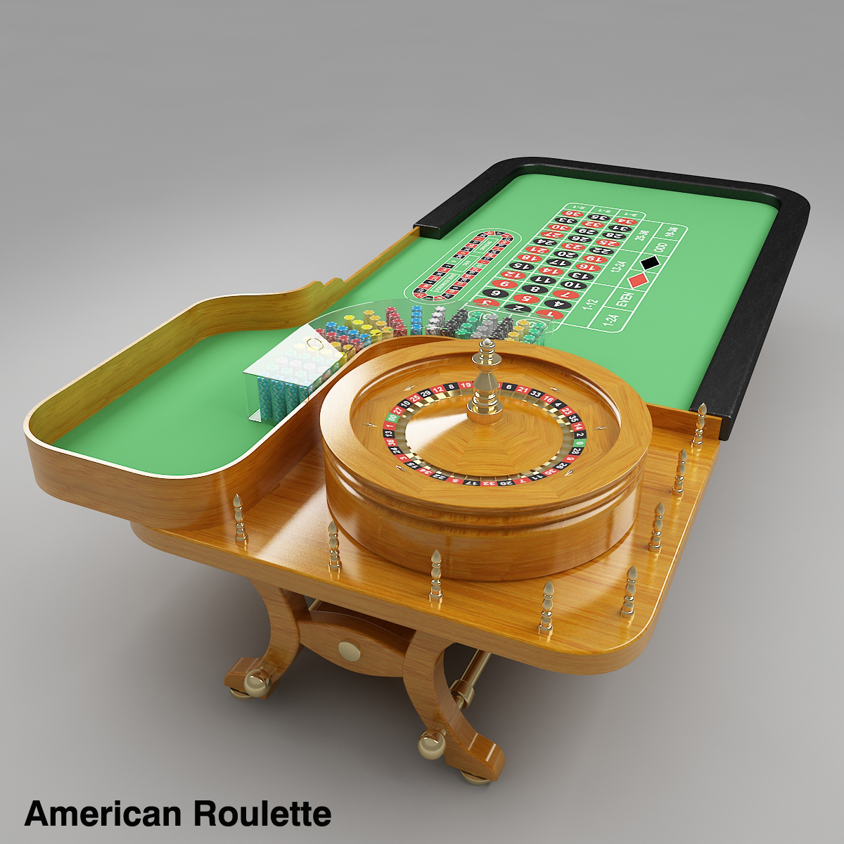 3d model roulette table american european