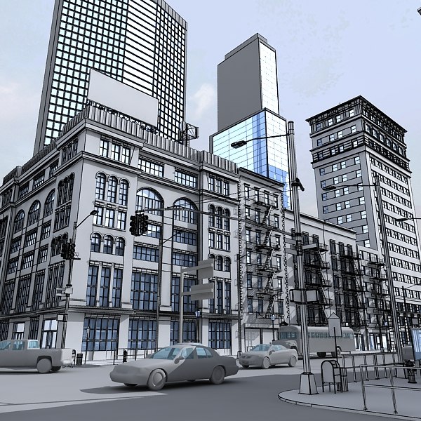 hd block street 3d model