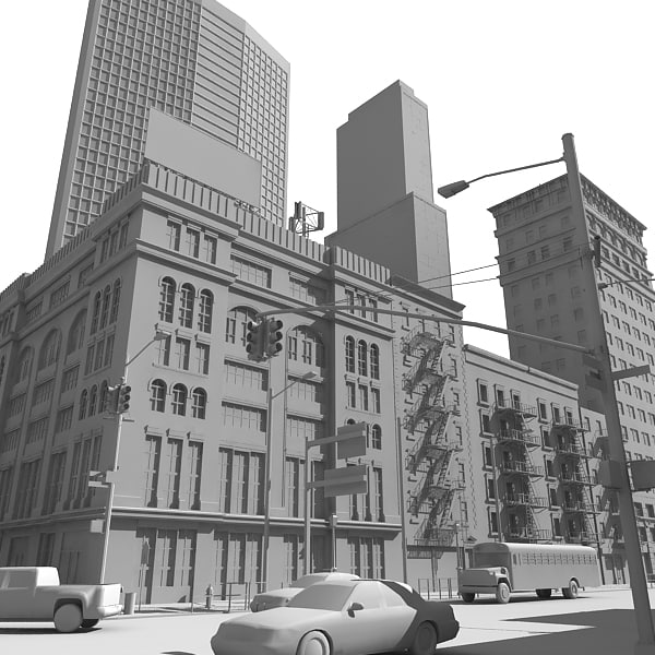 hd block street 3d model