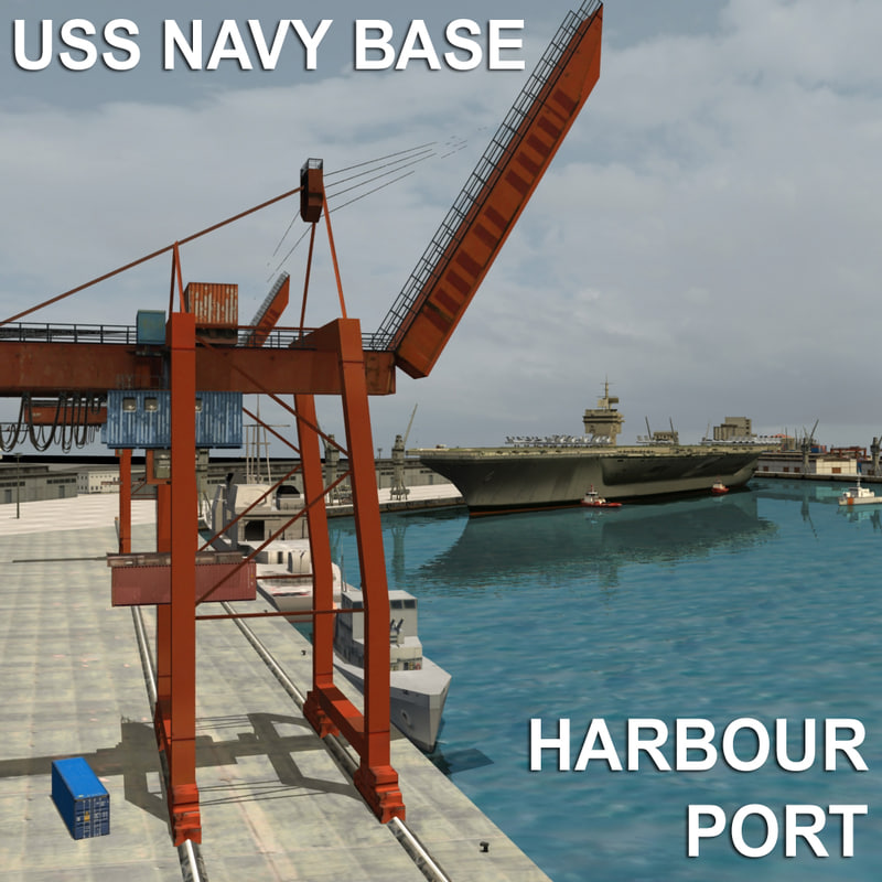 uss navy base harbour 3d model