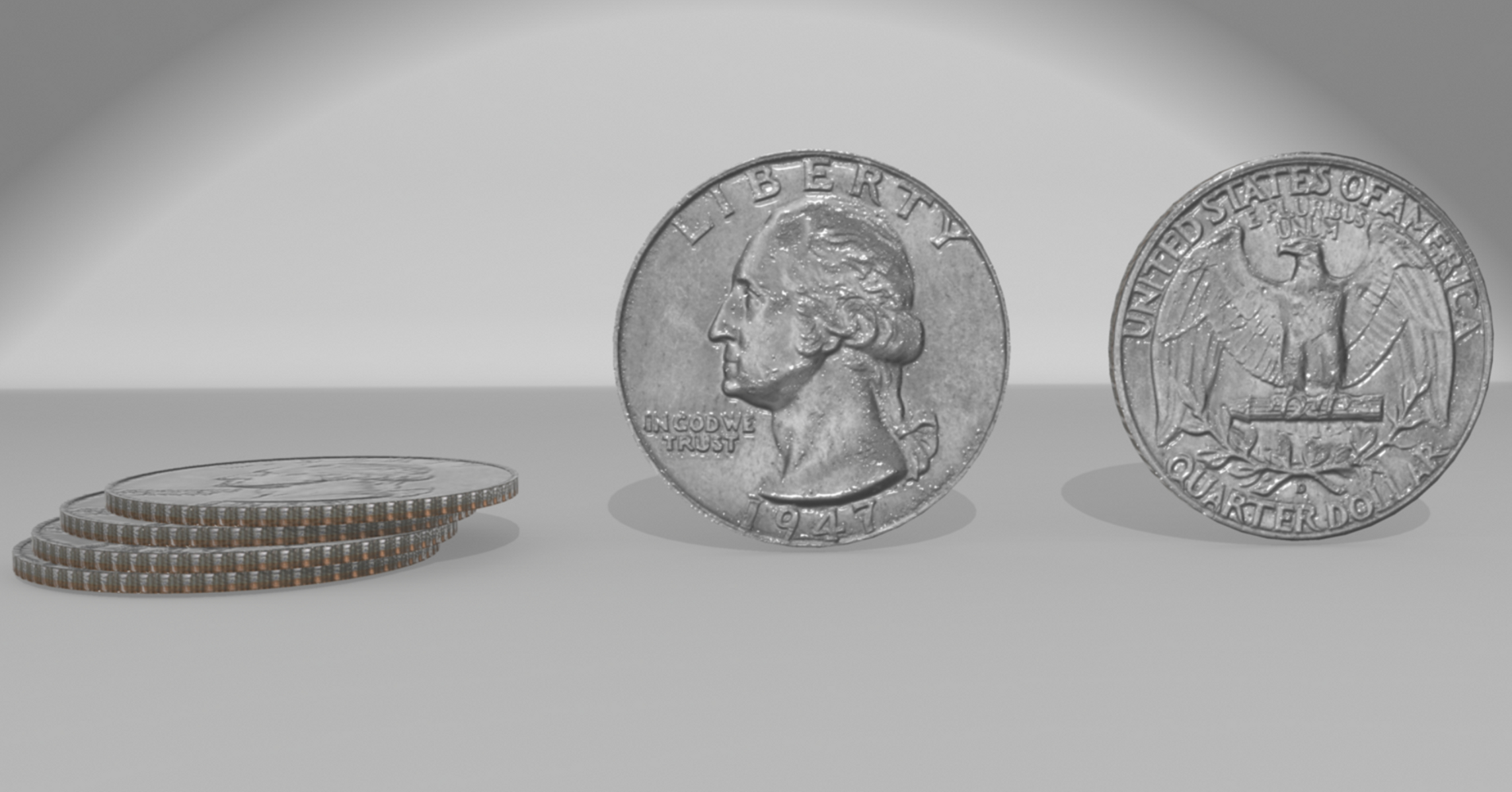 3d coin quarter model