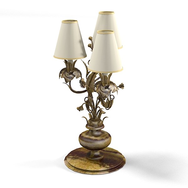 modelo 3d Lámpara de mesa clásica floral sombra tradicional país ...